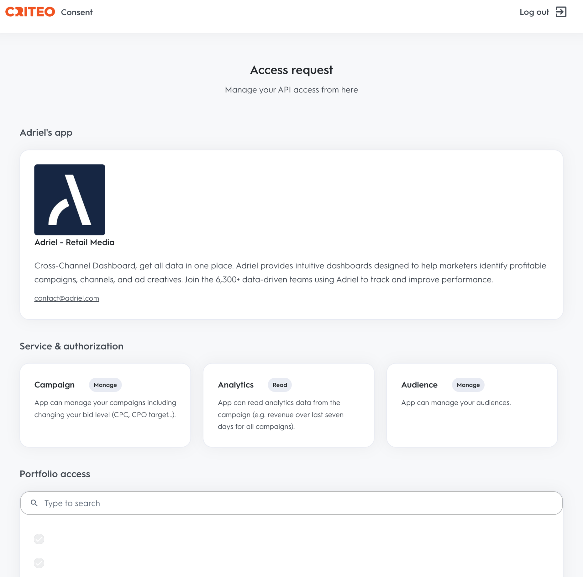How to connect Criteo Retail Media to Adriel